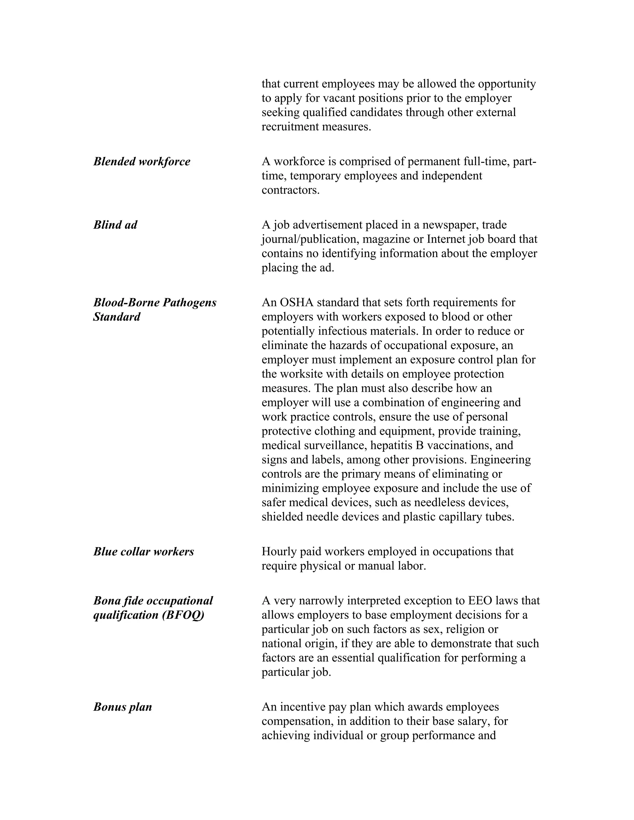 Glossary of human resources terms | PDF