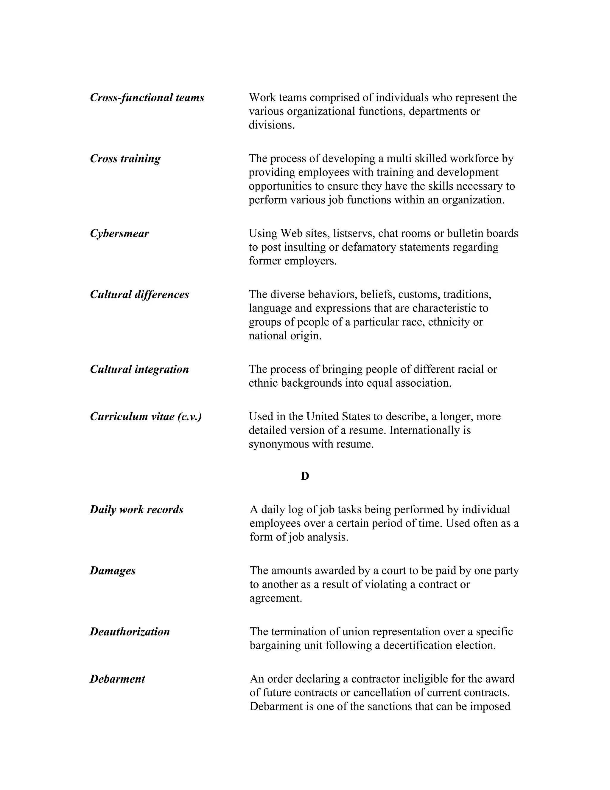 Glossary of human resources terms | PDF