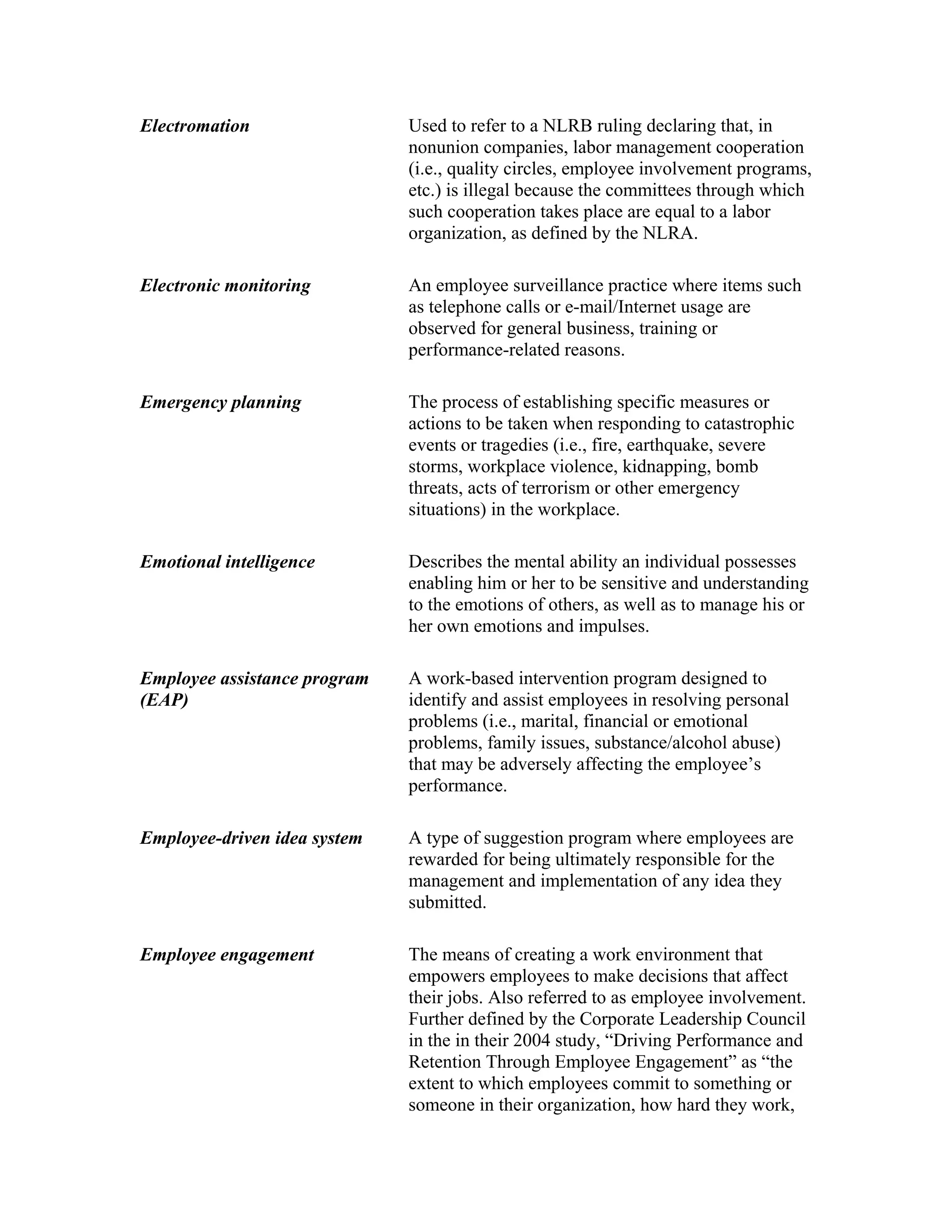Glossary of human resources terms | PDF