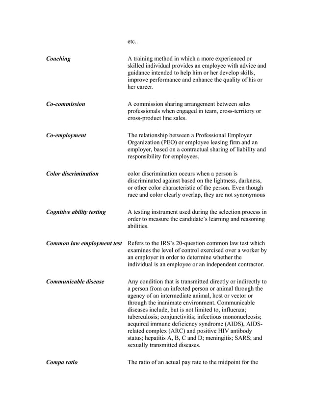 Glossary of human resources terms | PDF