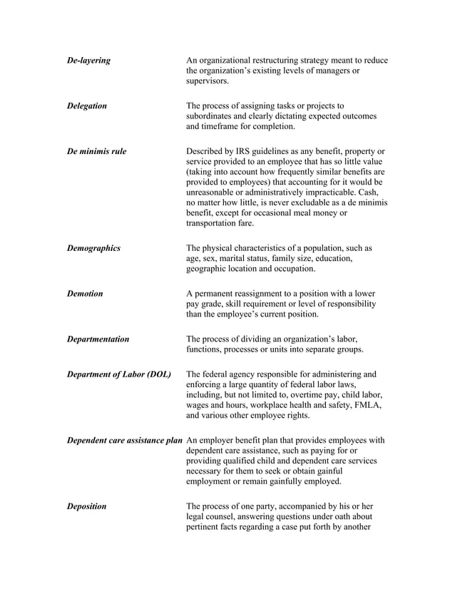 Glossary of human resources terms | PDF