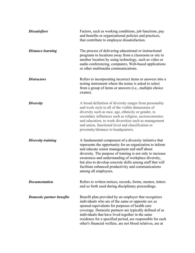 Glossary of human resources terms | PDF