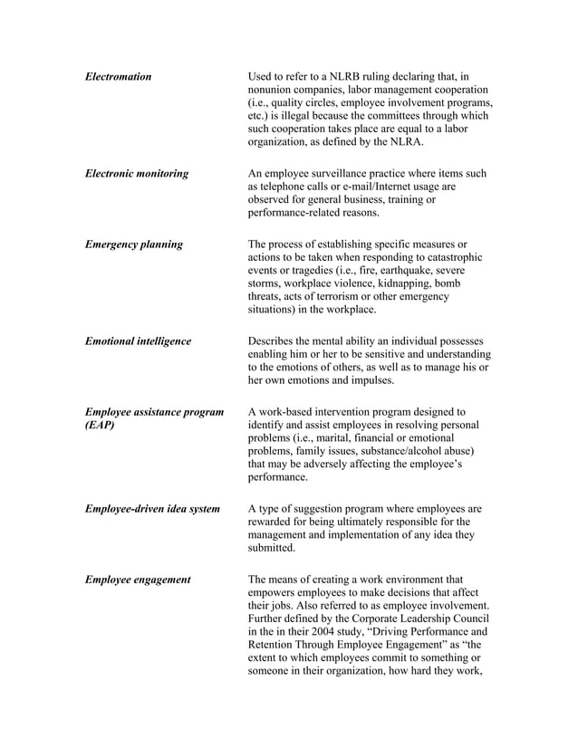 Glossary of human resources terms | PDF