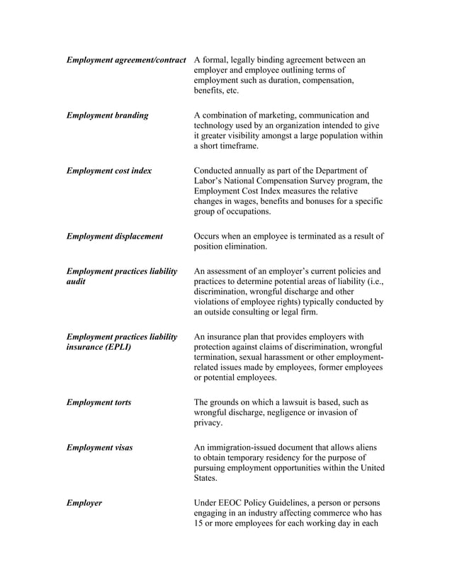 Glossary of human resources terms | PDF