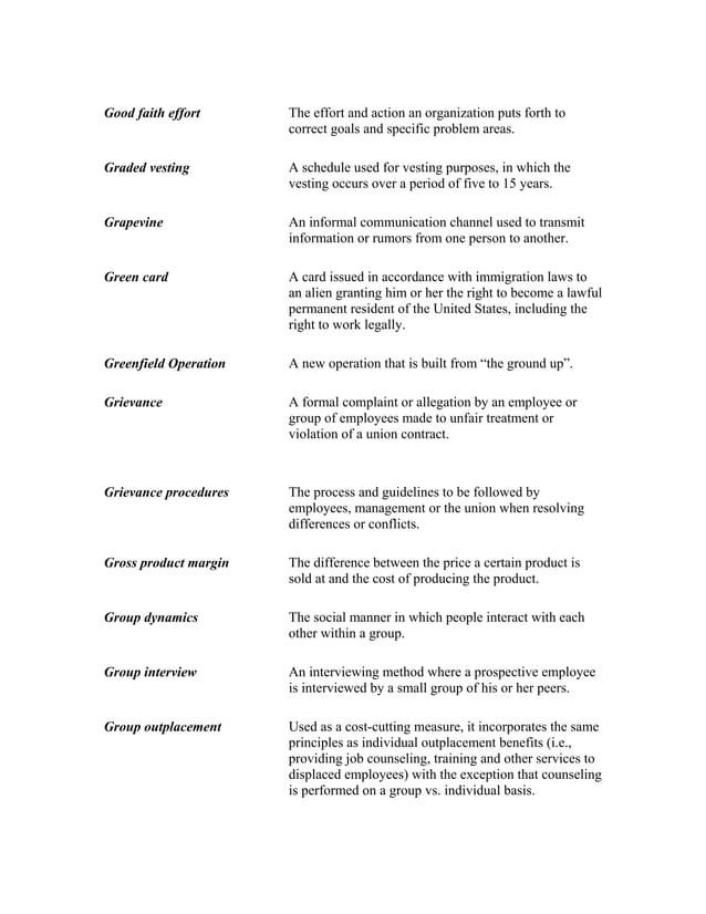 Glossary of human resources terms | PDF