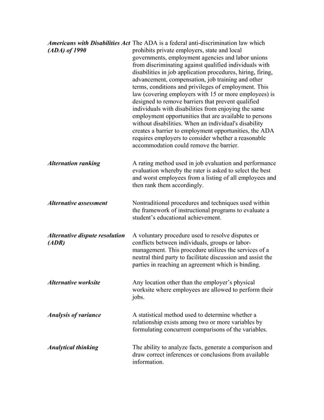 Glossary of Human Resources Management Terms | PDF