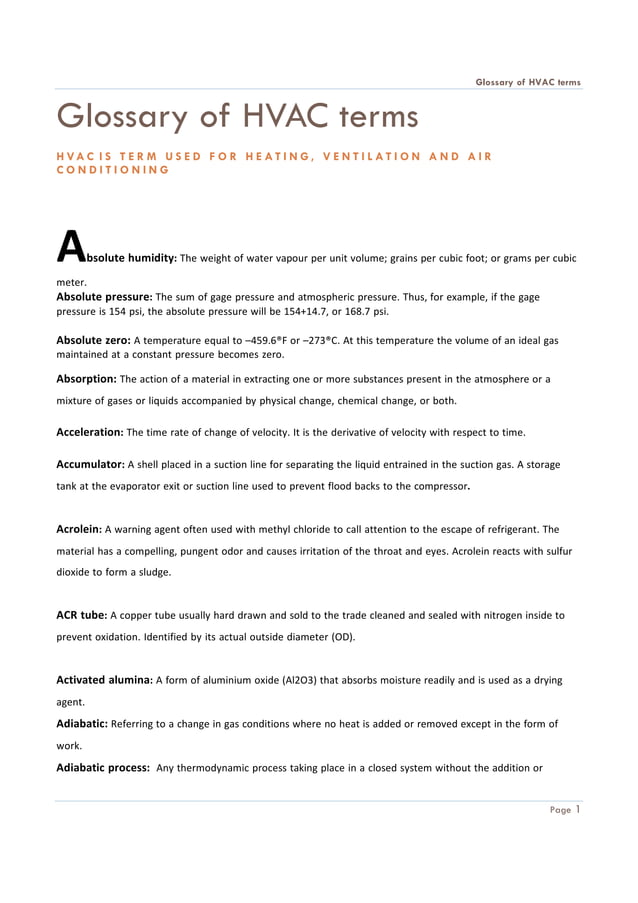Glossary of HVAC Terms | PDF | Home Appliances | Home & Garden