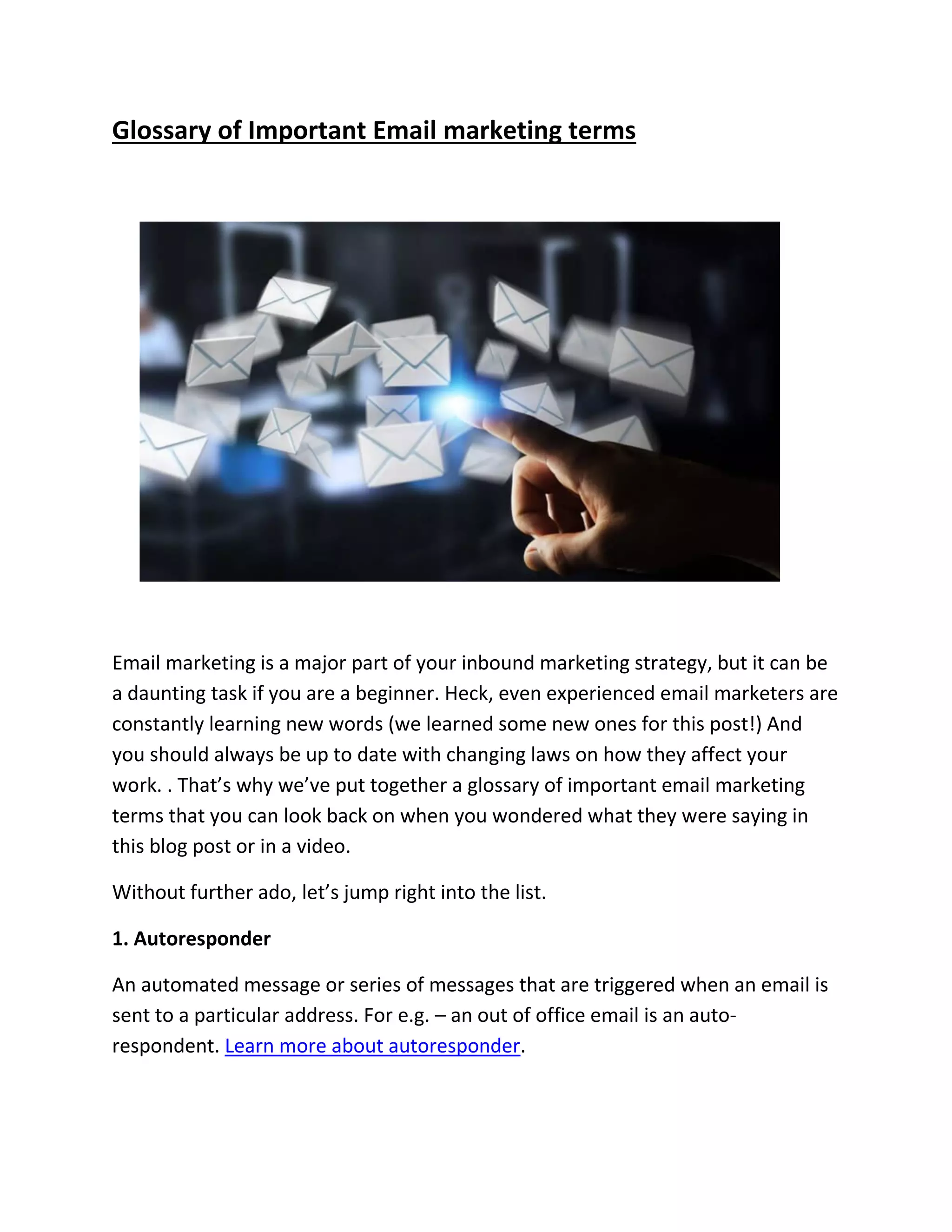 Glossary of important email marketing terms | PDF