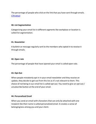 Glossary of important email marketing terms | PDF