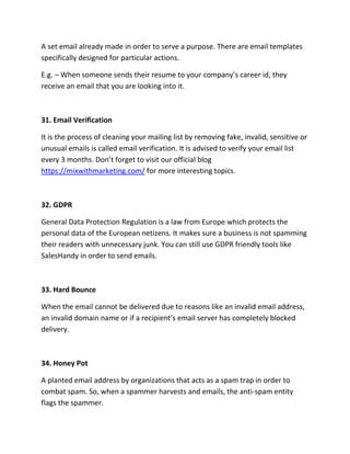 Glossary of important email marketing terms | PDF