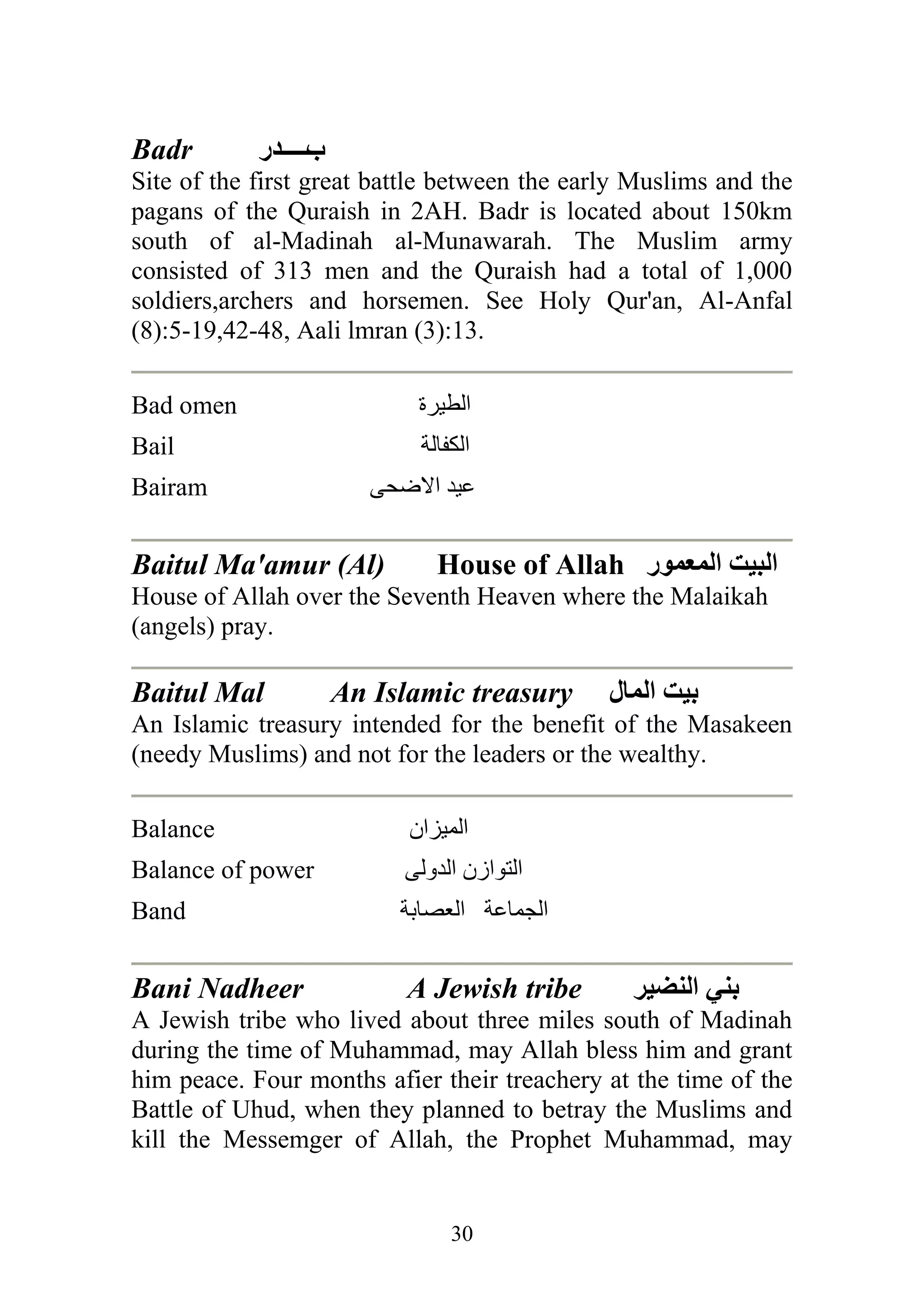 Glossary Of Islamic Terms | PDF