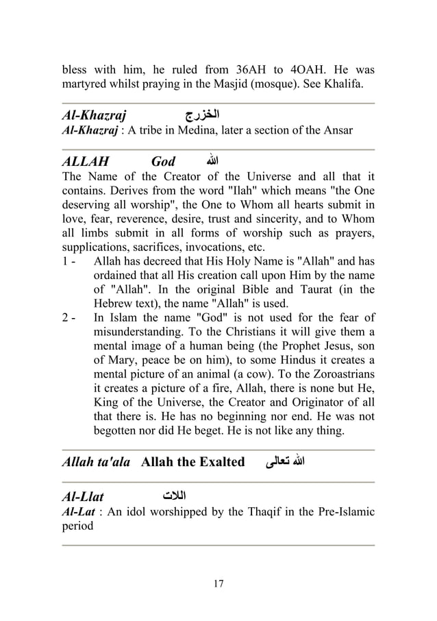 Glossary Of Islamic Terms | PDF