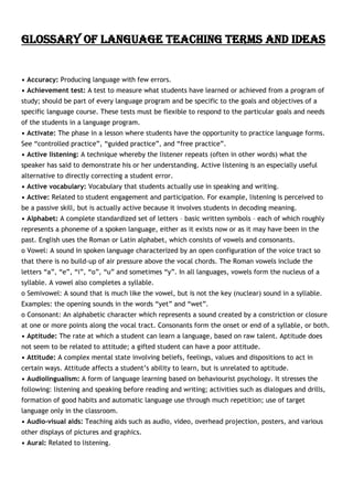 Glossary of English Language Teaching | DOCX