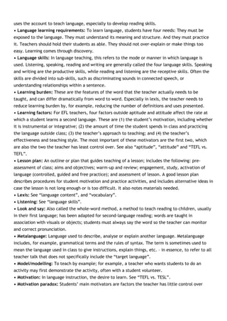 Glossary of English Language Teaching | DOCX