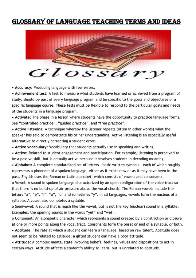 Glossary of language teaching terms and idea1 | DOCX
