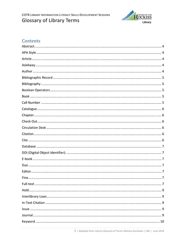 Glossary of Library Terms | PDF | Publishing Industry | Industries