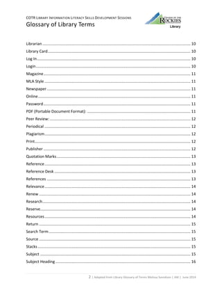 Glossary of Library Terms | PDF | Publishing Industry | Industries