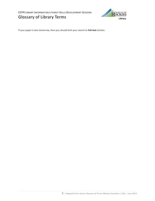 Glossary of Library Terms | PDF