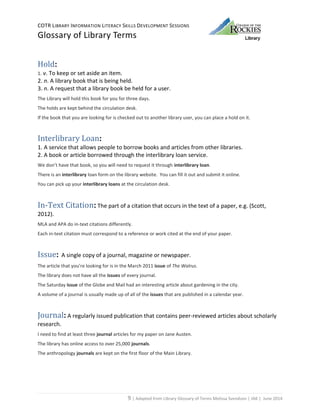 Glossary of Library Terms | PDF