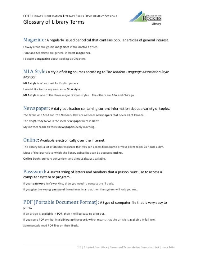 Glossary of Library Terms