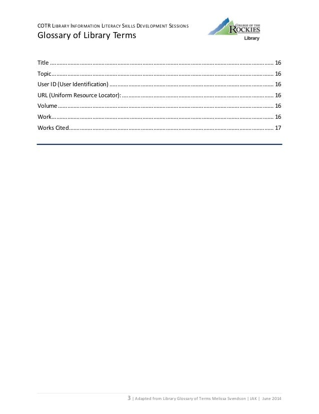 Glossary of Library Terms