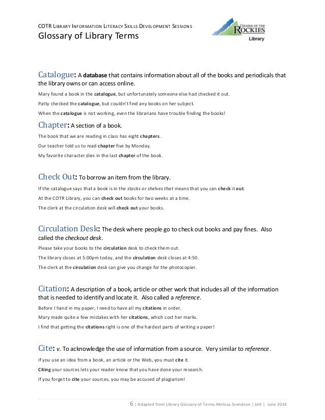 Glossary of Library Terms