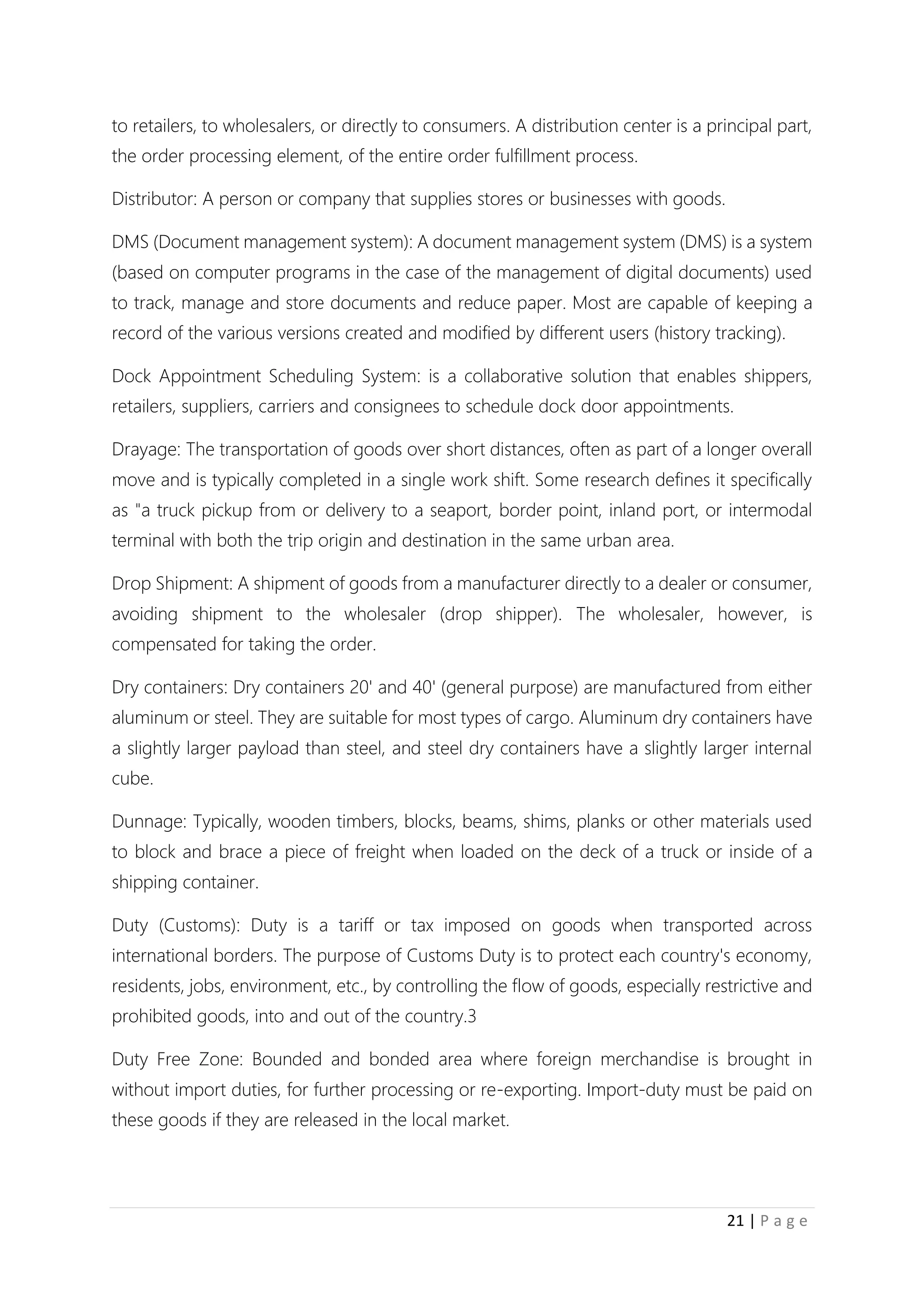 Glossary of logistics and postal logistics | PDF