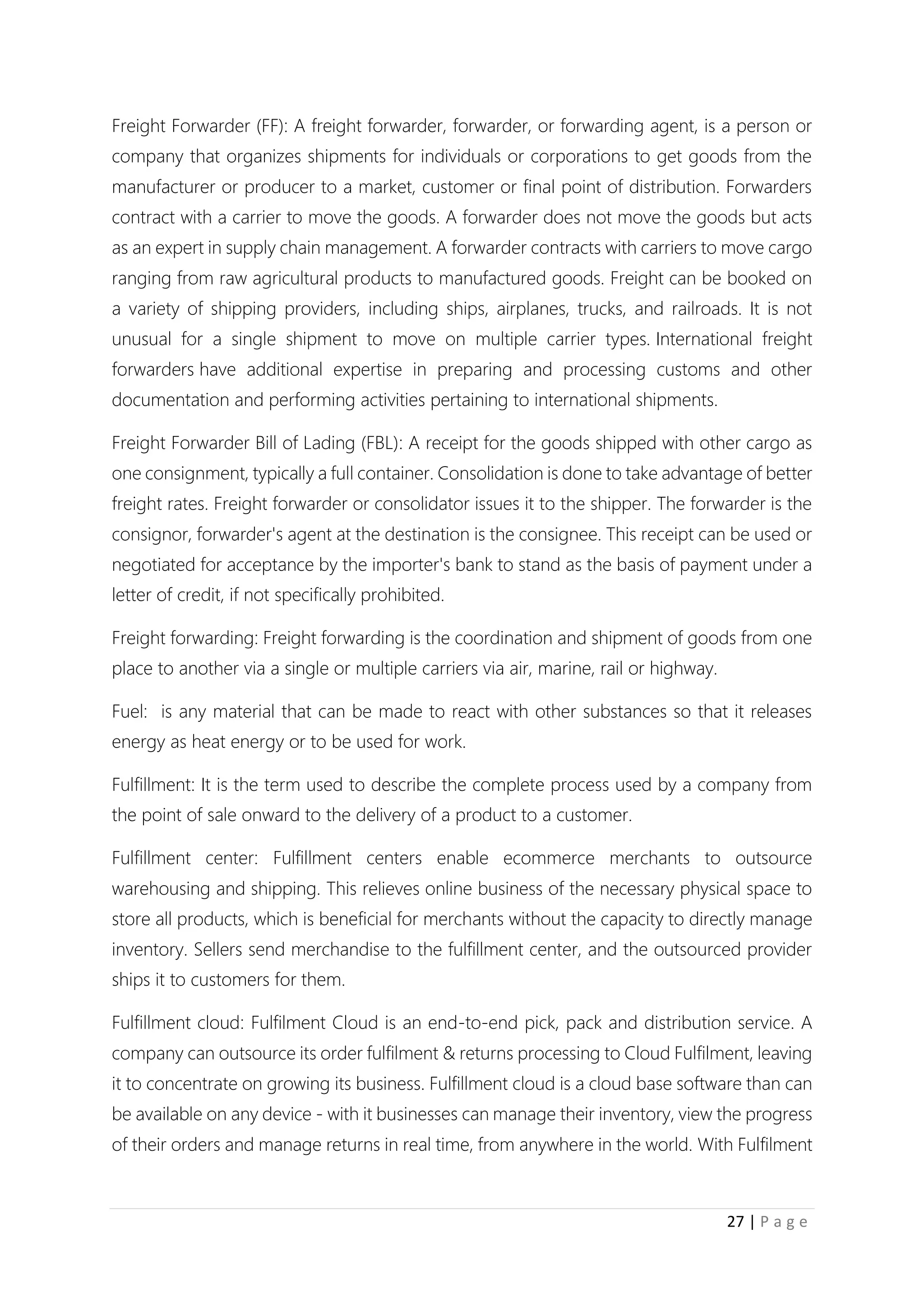 Glossary of logistics and postal logistics | PDF