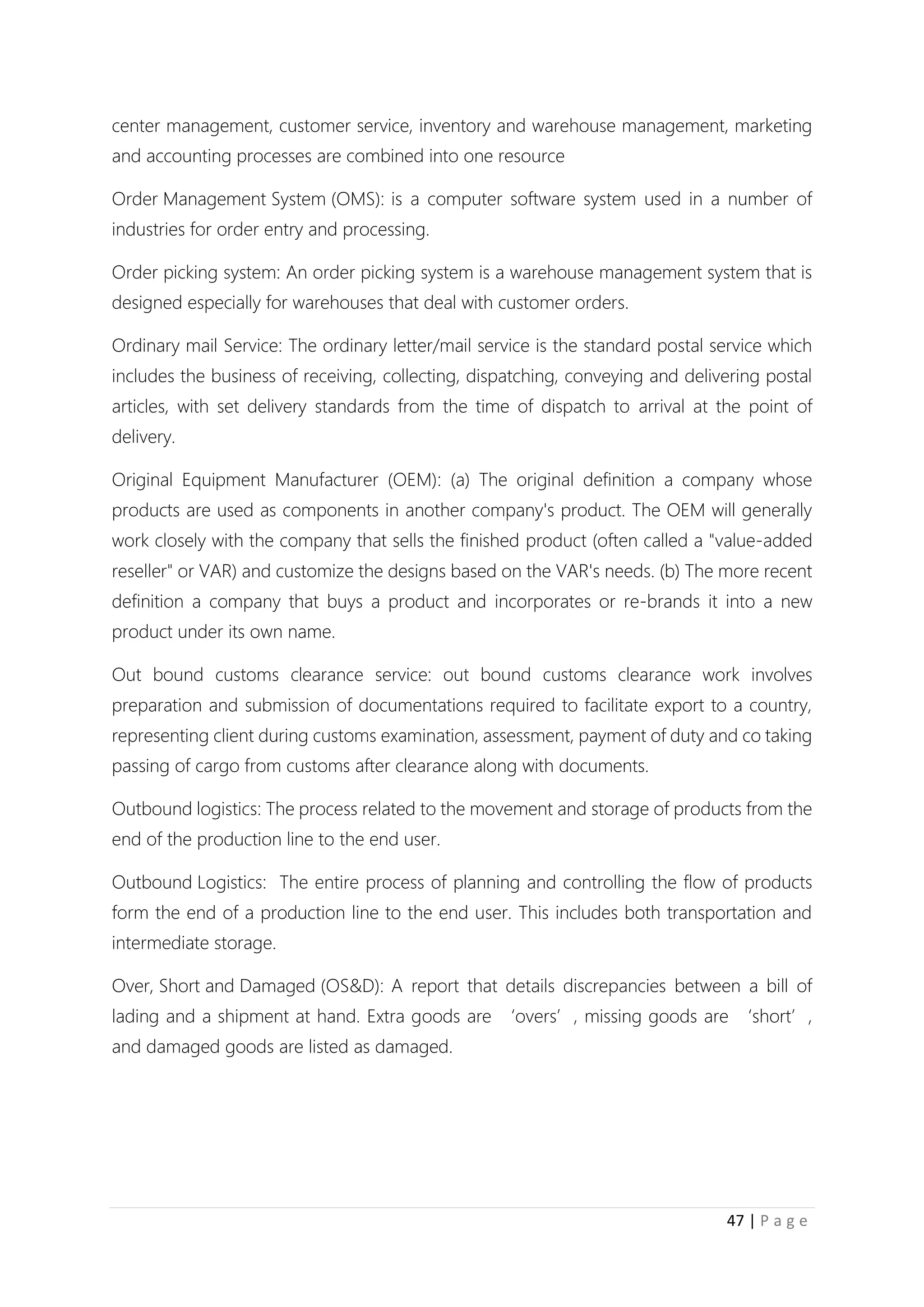 Glossary of logistics and postal logistics | PDF