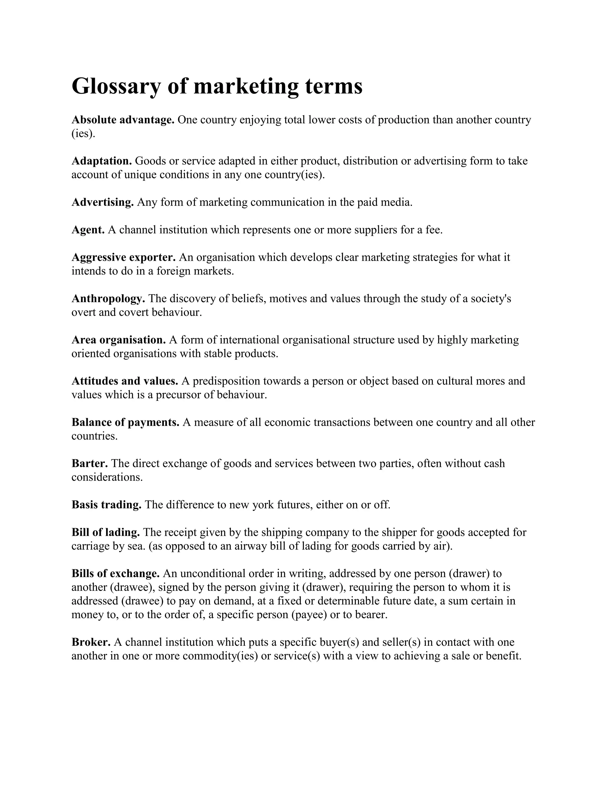 Glossary of marketing terms | DOCX