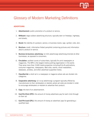 Glossary of Modern Marketing Definitions | PDF