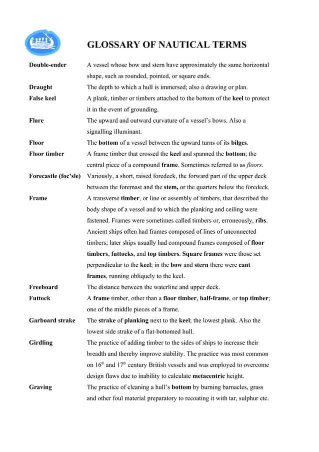 Glossary of Nautical Terms | DOC