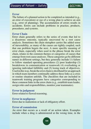 Glossary Of Patient Safety Summary Document | PDF