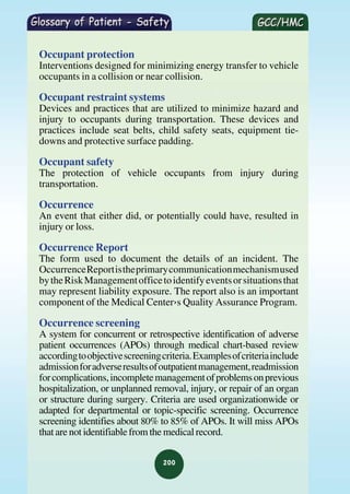 Glossary Of Patient Safety Summary Document | PDF