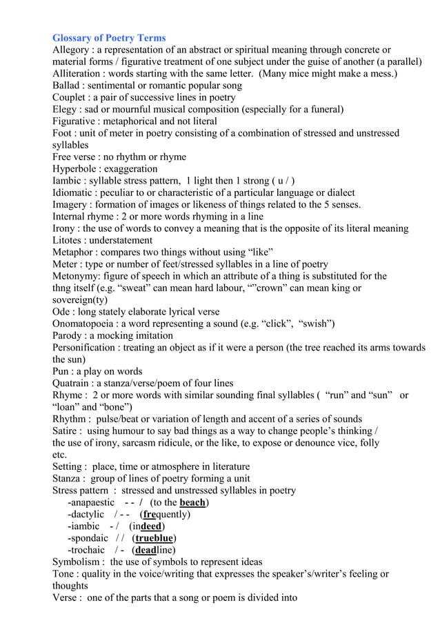 Glossary of poetry terms | PDF