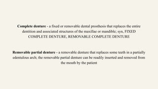 glossary of prosthodontic terms presentation | PPT