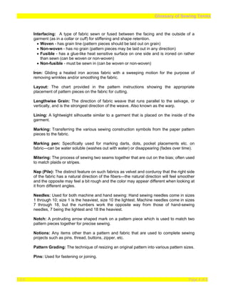 Glossary of sewing terms | PDF
