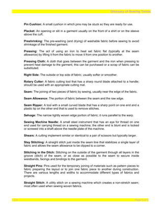 Glossary of sewing terms | PDF