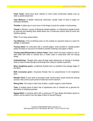 Glossary of sewing terms | PDF