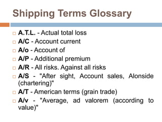 Glossary of shipping terms | PPTX