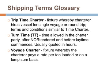 Glossary of shipping terms | PPTX