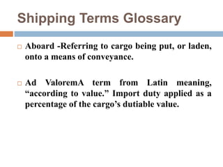 Glossary of shipping terms | PPTX