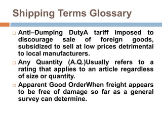 Glossary of shipping terms | PPTX