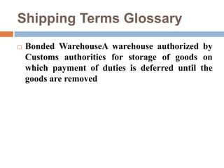 Glossary of shipping terms | PPTX
