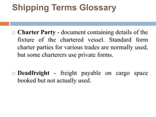 Glossary of shipping terms | PPTX