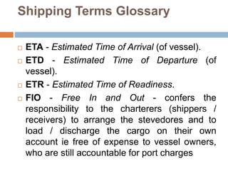 Glossary of shipping terms | PPTX