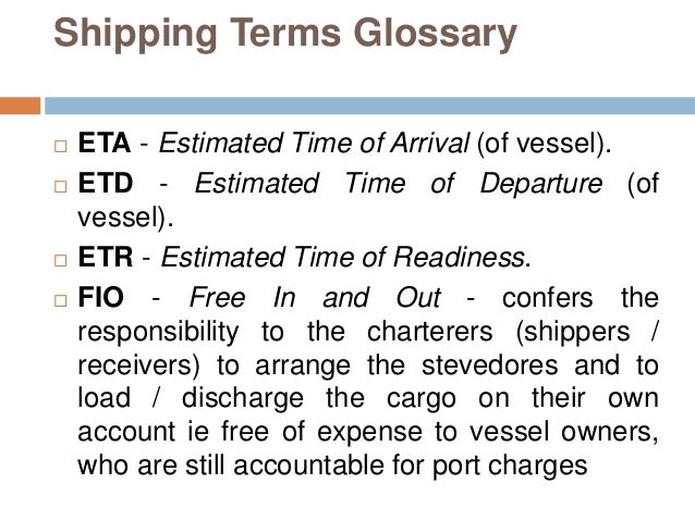 Glossary of shipping terms