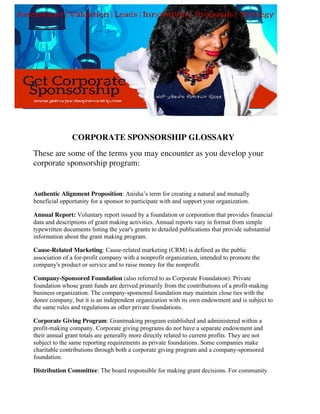 Glossary of sponsorship terms | PDF | Non-Profit Organizations | Industries