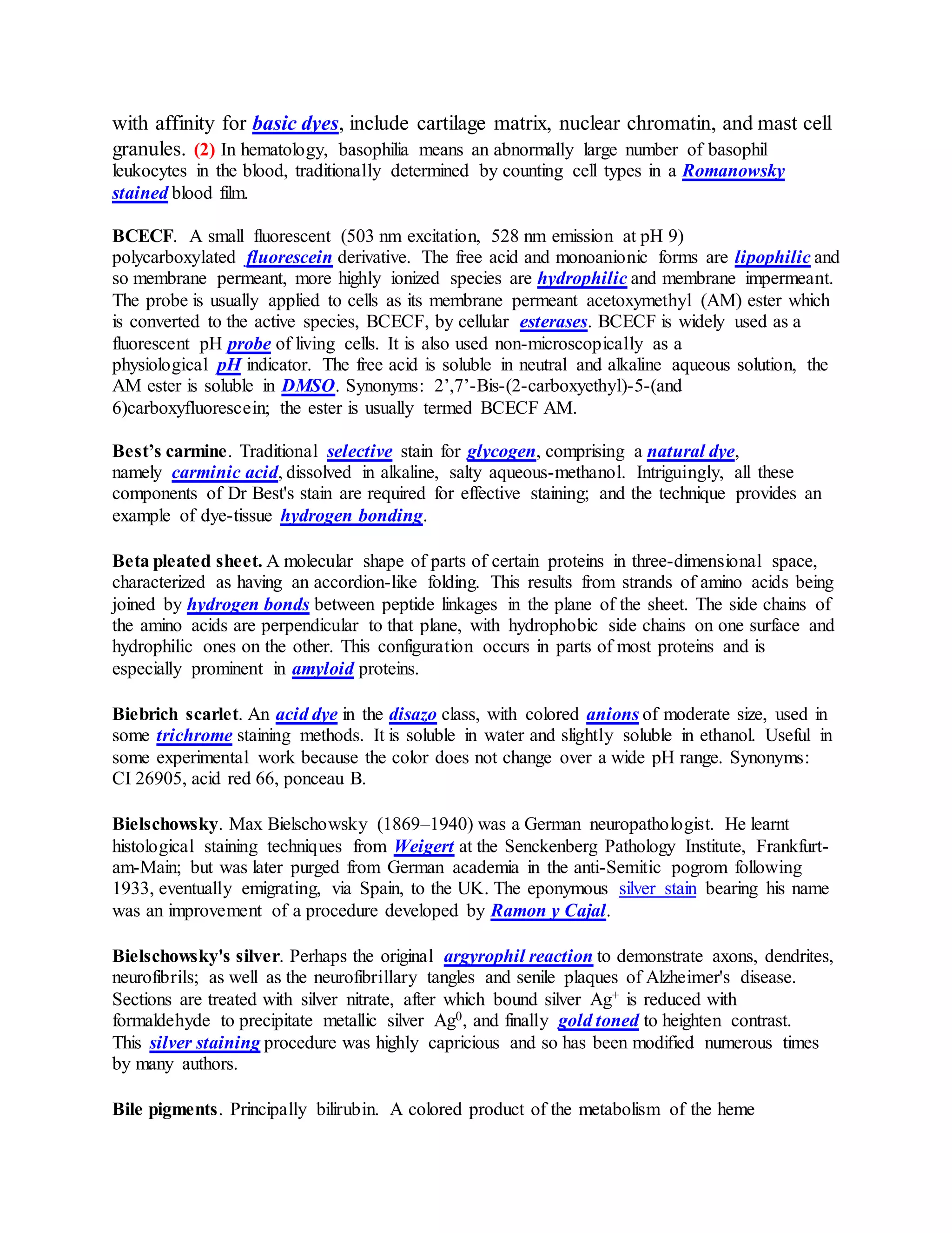Glossary of staining methods, reagents, immunostaining, terminology and ...