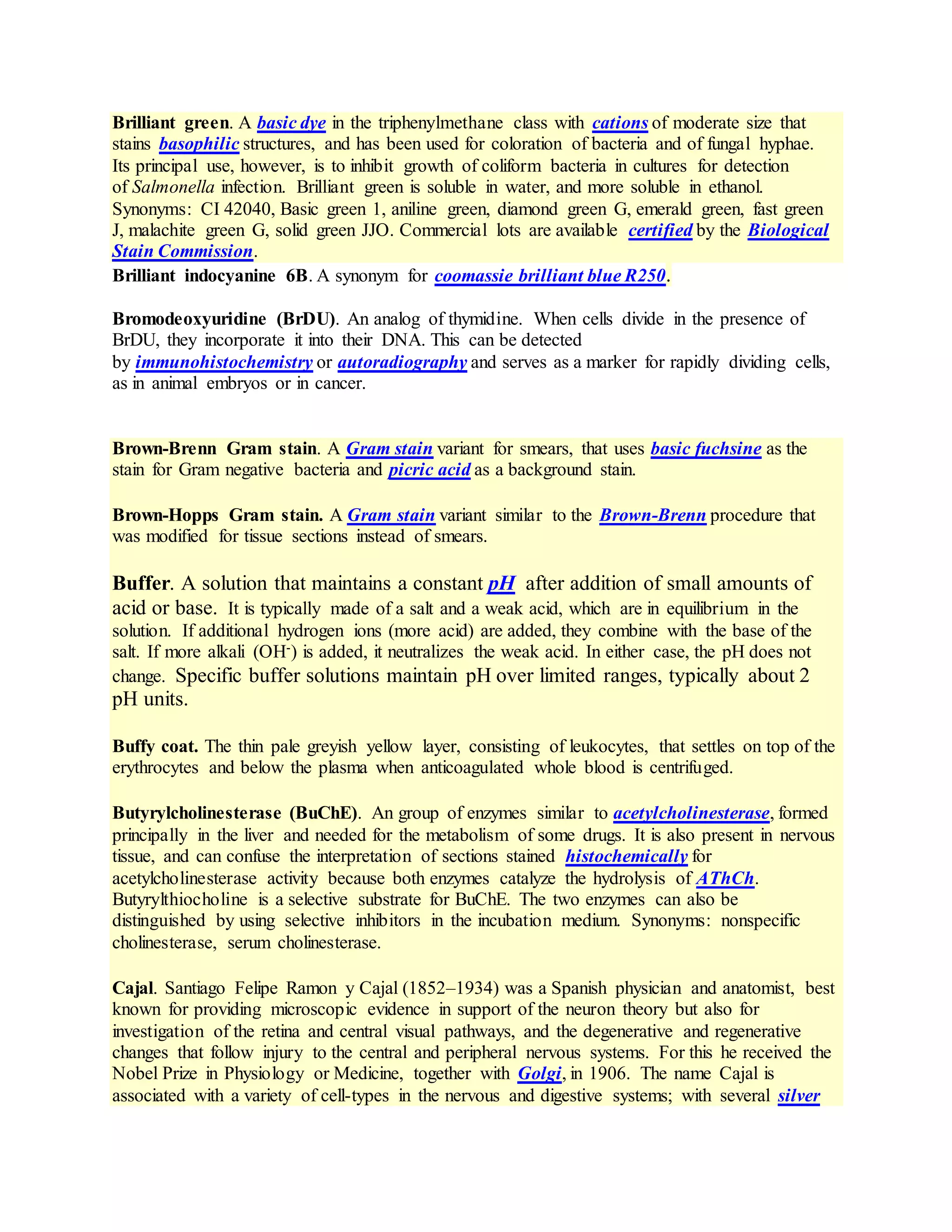 Glossary of staining methods, reagents, immunostaining, terminology and ...